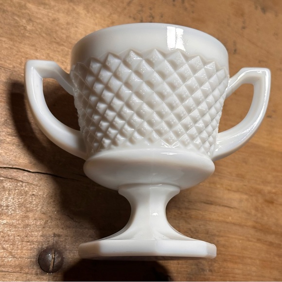 Dining | Vintage White Milk Glass Diamond Pattern Double Handle Sugar ...